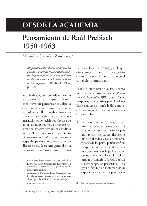 (PDF) Pensamiento de Raúl Prebisch 1950-1963