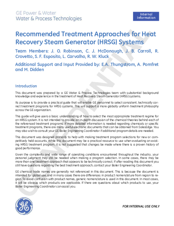 (PDF) Recommended Treatment Approaches for Heat Recovery Steam ...