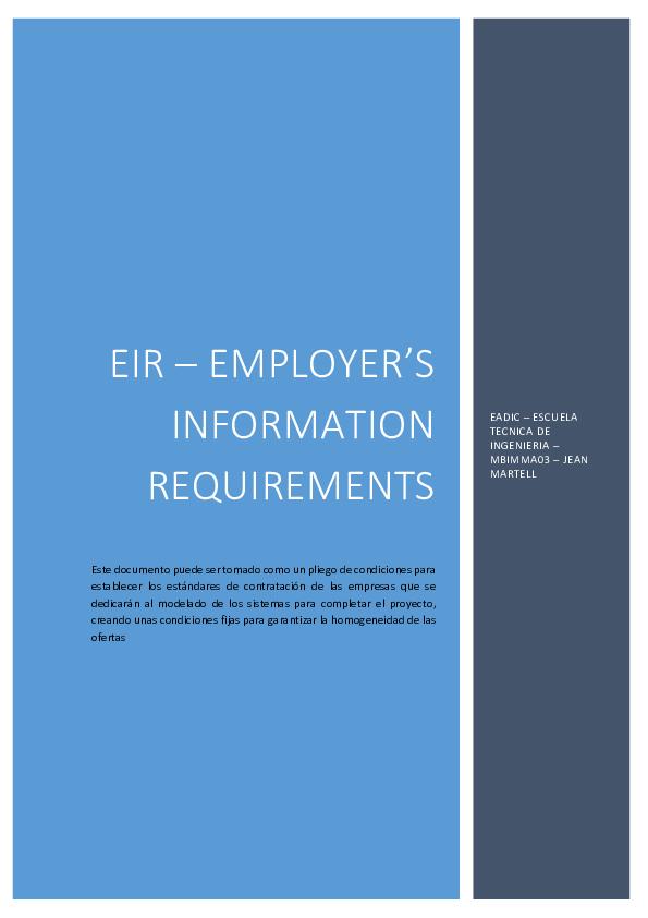(PDF) EIR – EMPLOYER'S INFORMATION REQUIREMENTS