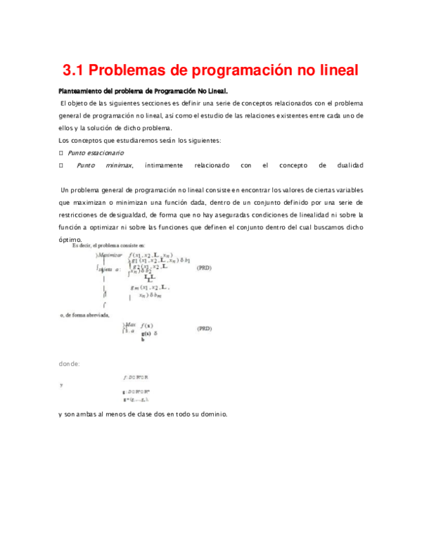 (DOC) 3.1 Problemas de programación no lineal