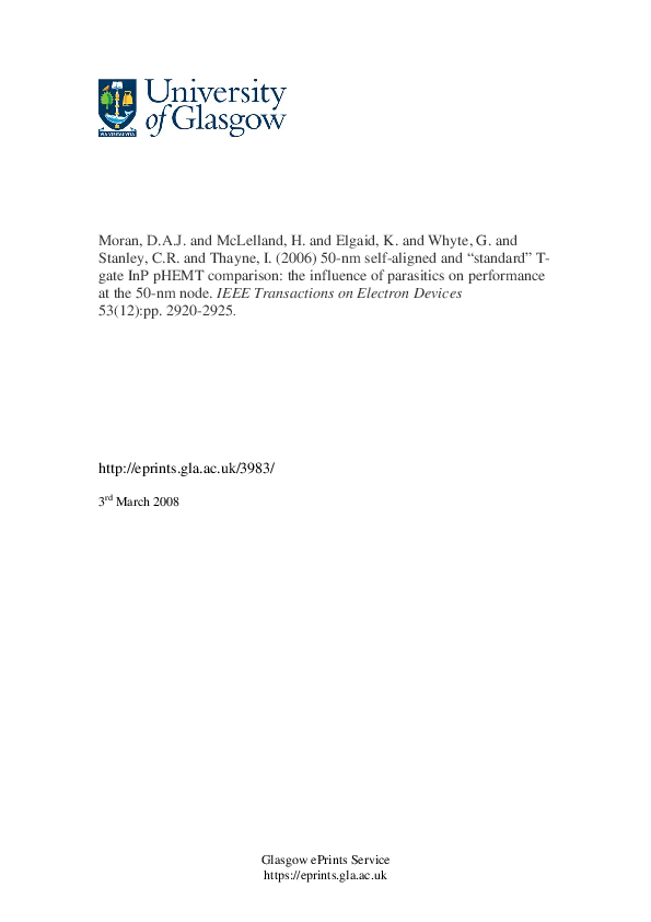 (PDF) 50-nm self-aligned and standard T-gate InP pHEMT comparison: the ...