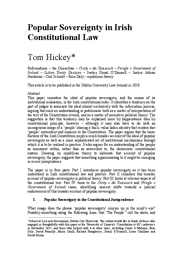 (PDF) Popular sovereignty in Irish constitutional law