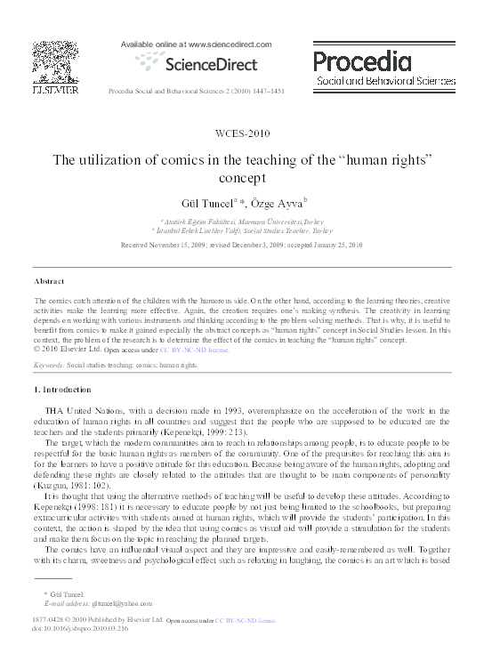 (PDF) The utilization of comics in the teaching of the " human rights ...