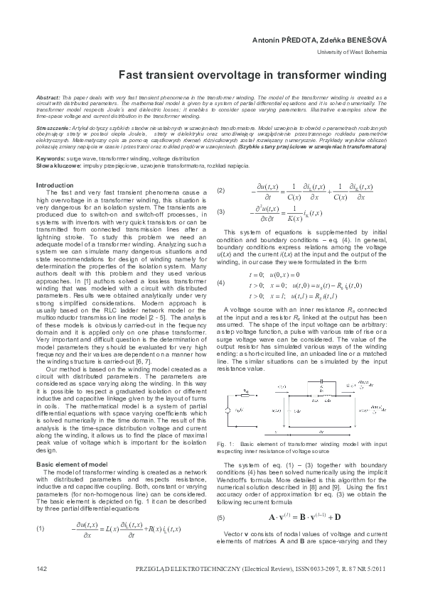 (PDF) Fast transient overvoltage in transformer winding | Munarto ...