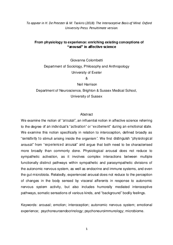 (PDF) From physiology to experience: enriching existing conceptions of ...