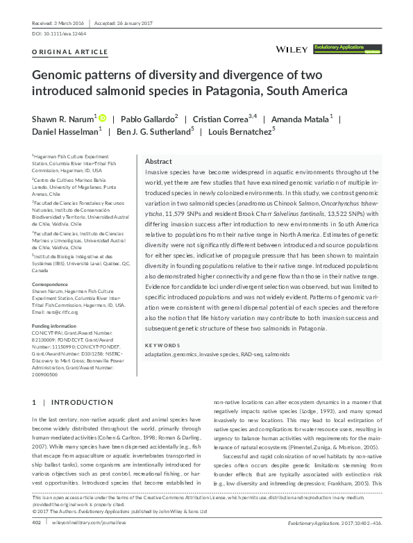 (PDF) Genomic patterns of diversity and divergence of two introduced ...
