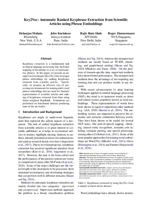 Pdf Key2vec Automatic Ranked Keyphrase Extraction From Scientific Articles Using Phrase
