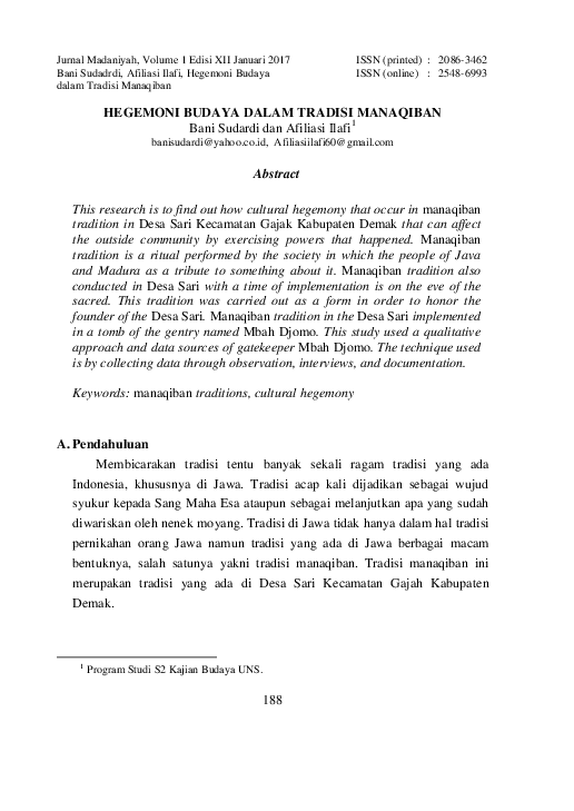 (PDF) ID hegemoni budaya dalam tradisi manaqiban