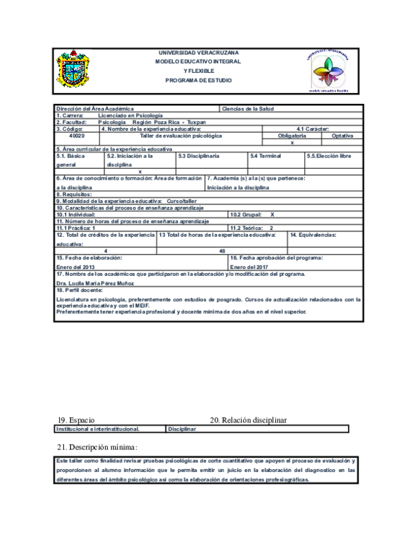 (DOC) UNIVERSIDAD VERACRUZANA MODELO EDUCATIVO INTEGRAL Y FLEXIBLE PROGRAMA DE ESTUDIO