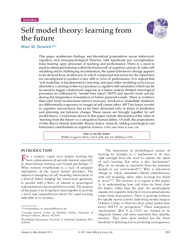 (PDF) Self model theory: learning from the future