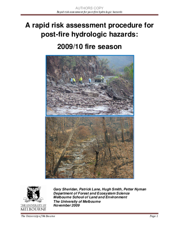 (PDF) Rapid risk assessment procedure for post fire hydrologic hazards.pdf