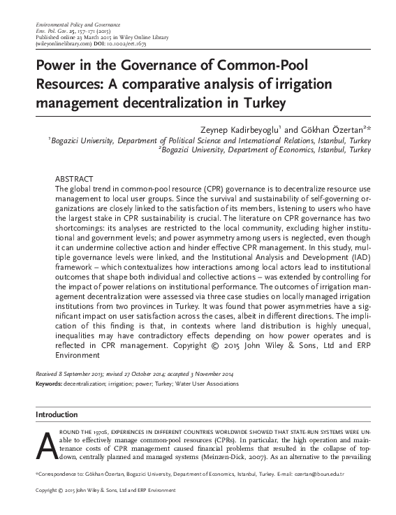 (PDF) Power in the Governance of Common-Pool Resources: A comparative ...