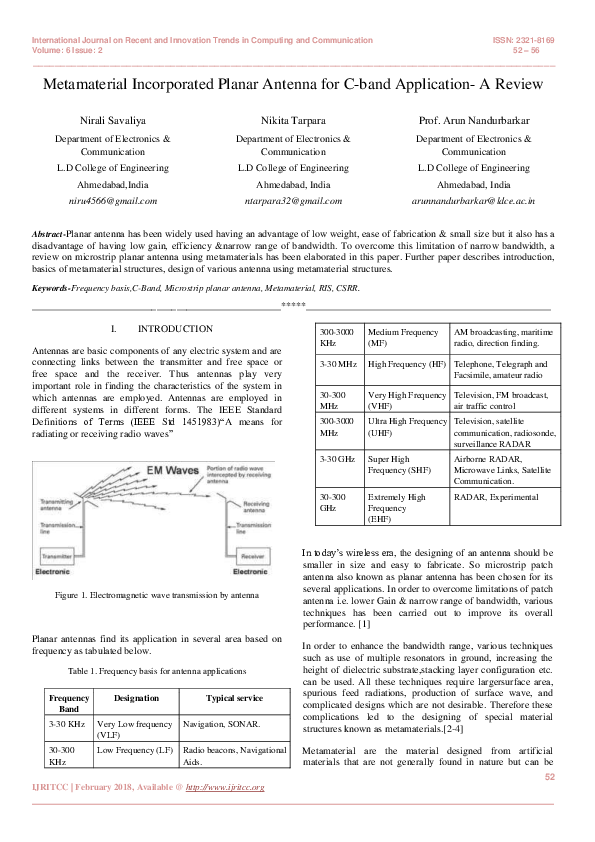 (PDF) Metamaterial Incorporated Planar Antenna for C-band Application ...