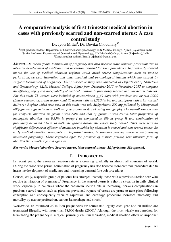(PDF) A comparative analysis of first trimester medical abortion in ...