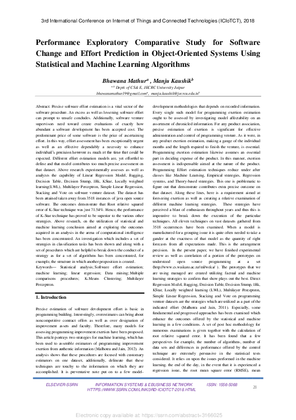 (PDF) Performance Exploratory Comparative Study for Software Change and Effort Prediction in ...