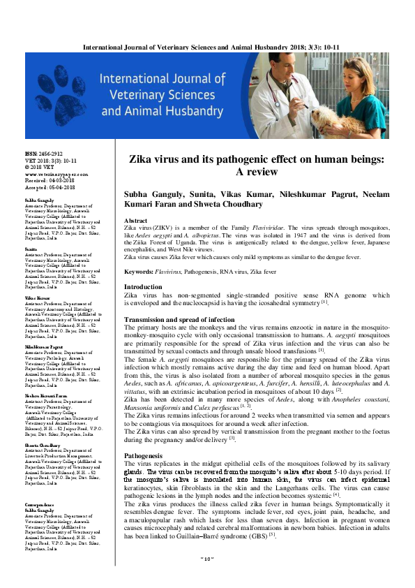 (PDF) Zika virus and its pathogenic effect on human beings: A review