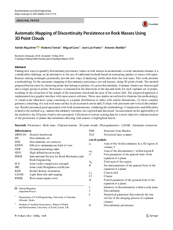 (PDF) Automatic Mapping of Discontinuity Persistence on Rock Masses ...