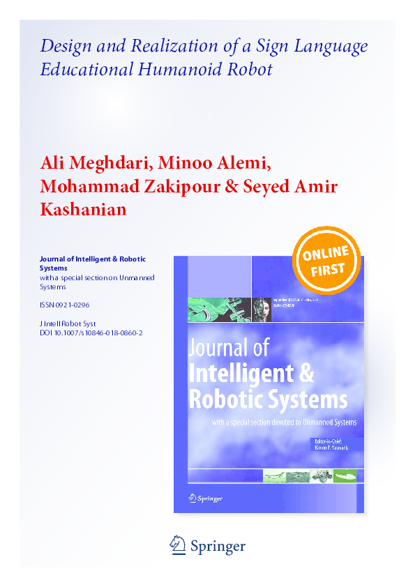 (PDF) Design and Realization of a Sign Language Educational Humanoid Robot