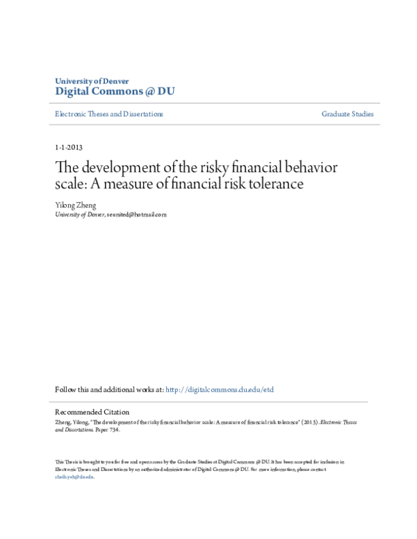 (PDF) Digital Commons @ DU The development of the risky financial ...