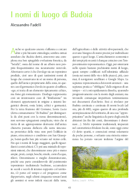 (PDF) I nomi di luogo di Budoia, in "Sot la Nape", LXX (2018), n. 2, pp ...