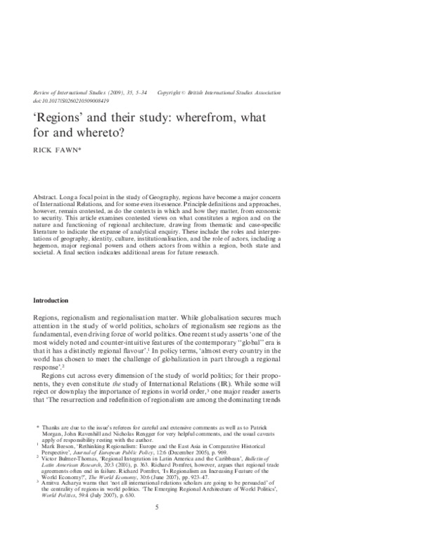 (PDF) 'Regions' and their study: wherefrom, what for and whereto