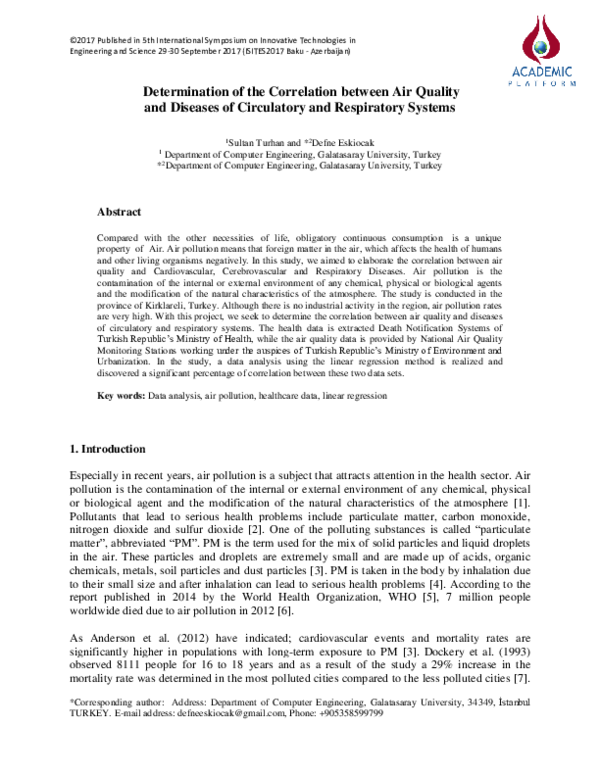 (PDF) Determination of the Correlation between Air Quality and Diseases ...