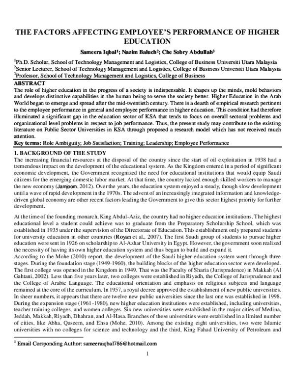(PDF) THE FACTORS AFFECTING EMPLOYEE’S PERFORMANCE OF HIGHER EDUCATION.pdf