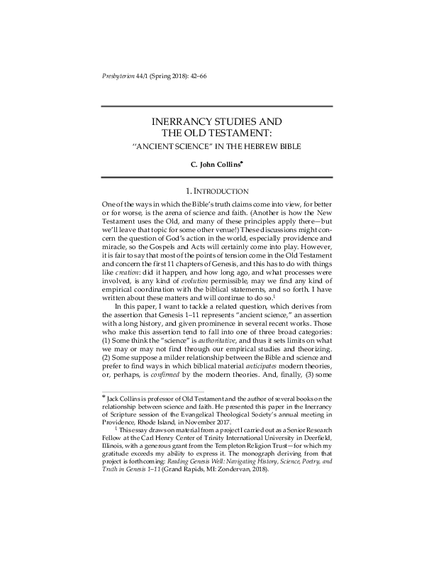 (PDF) “ANCIENT SCIENCE” IN THE HEBREW BIBLE?