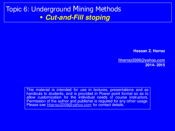 (PDF) Topic 6: Underground Mining Methods Cut-and-Fill stoping