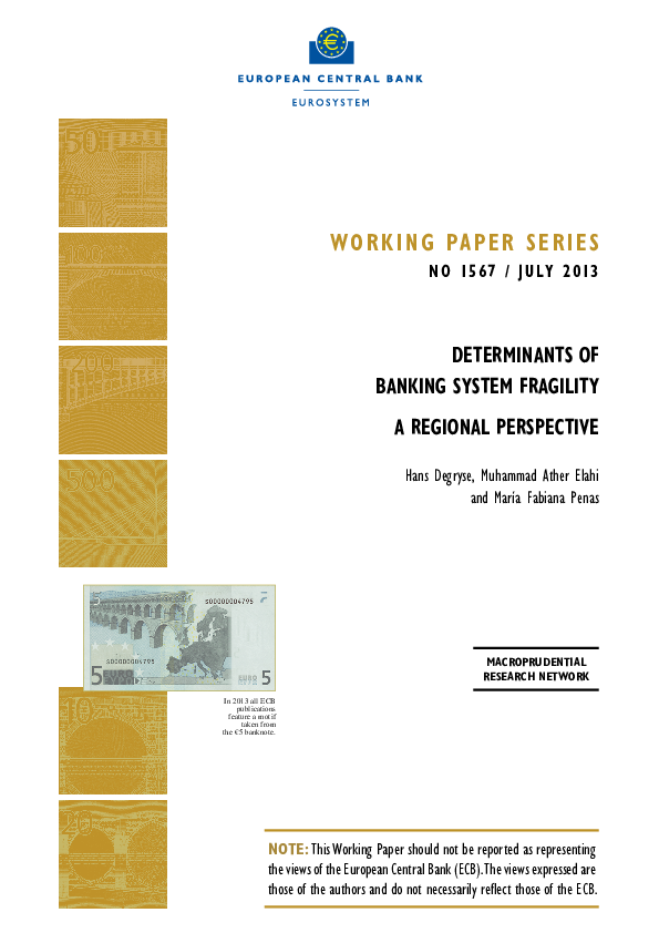 (PDF) DeterminantS of Banking SYStem fragiLitY a regionaL PerSPective