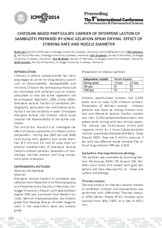 (PDF) CHITOSAN BASED PARTICULATE CARRIER OF DITERPENE LACTON OF SAMBILOTO PREPARED BY IONIC ...