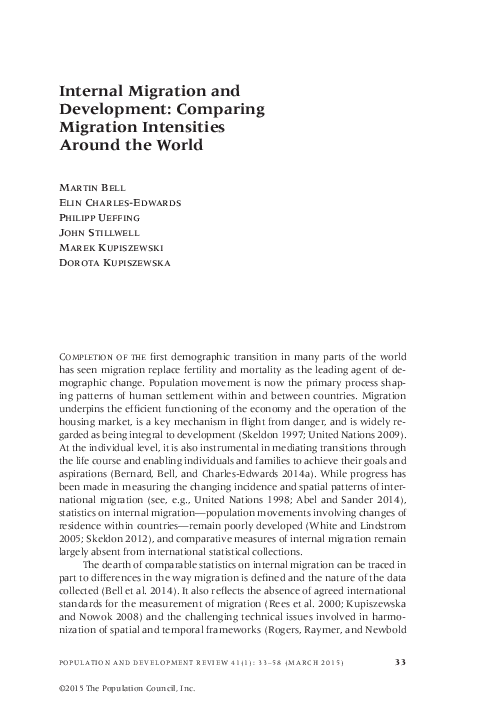 (PDF) Internal Migration and Development: Comparing Migration ...