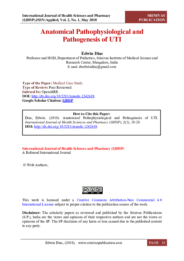 (PDF) Anatomical Pathophysiological and Pathogenesis of UTI