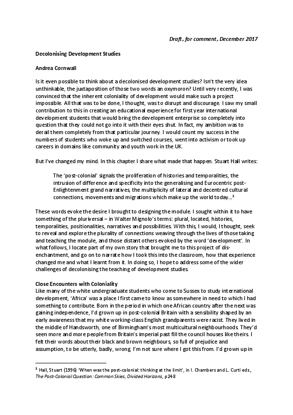 Doc Decolonising Development Studies