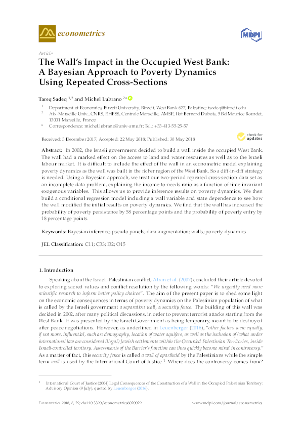 (PDF) The Wall's Impact in the Occupied West Bank: A Bayesian Approach ...