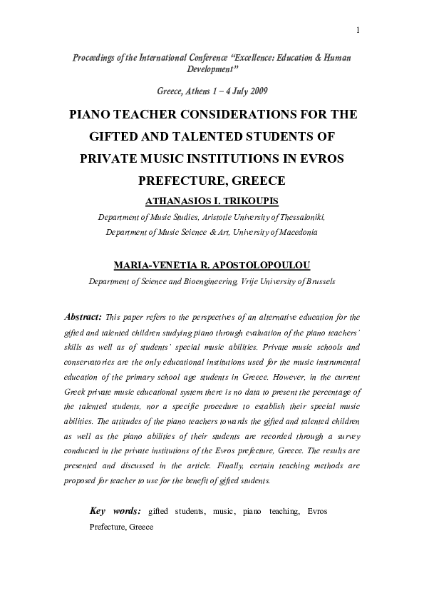 (PDF) Piano Teacher considerations for the gifted and talented students ...