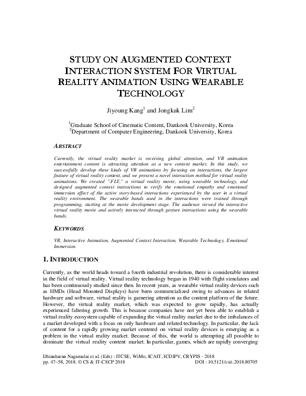 (PDF) STUDY ON AUGMENTED CONTEXT INTERACTION SYSTEM FOR VIRTUAL REALITY ...