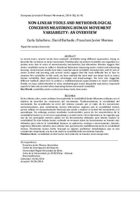 (PDF) Non-Linear Tools and Methodological Concerns Measuring Human ...