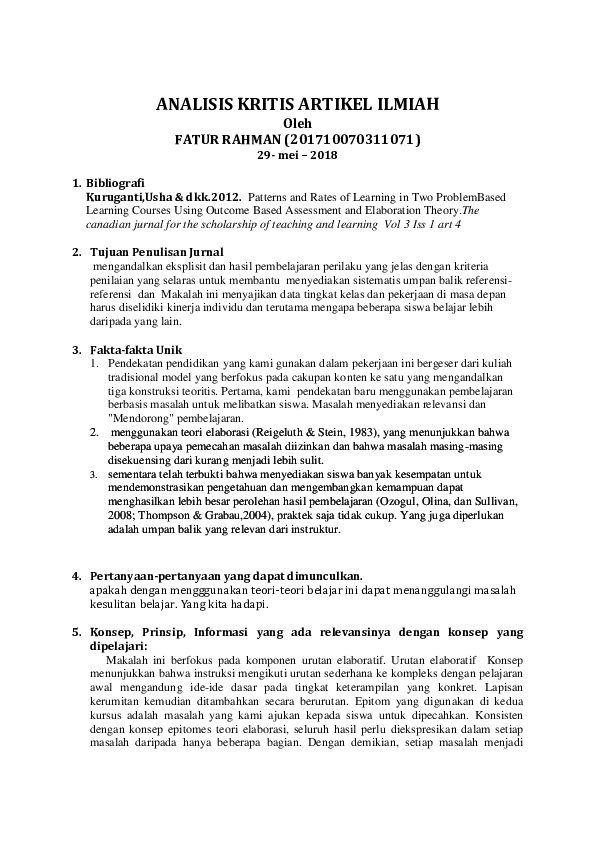 (DOC) ANALISIS KRITIS ARTIKEL ILMIAH