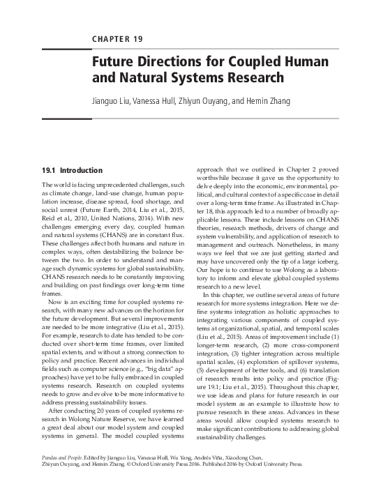 (PDF) Future Directions for Coupled Human and Natural Systems Research