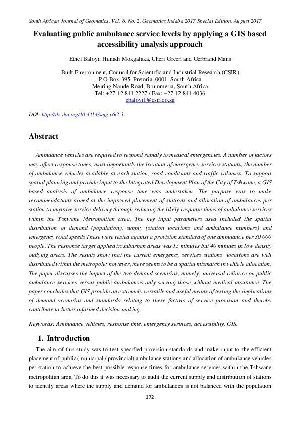 Pdf Evaluating Public Ambulance Service Levels By Applying A Gis Based Accessibility Analysis