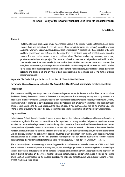 (PDF) The Social Policy of the Second Polish Republic Towards Disabled ...