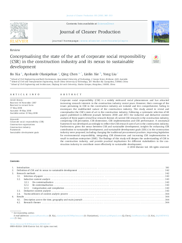 (PDF) Conceptualising the state of the art of corporate social ...