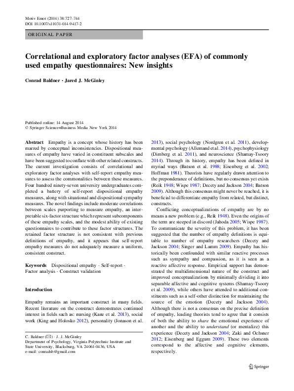 (PDF) Correlational and exploratory factor analyses (EFA) of commonly ...