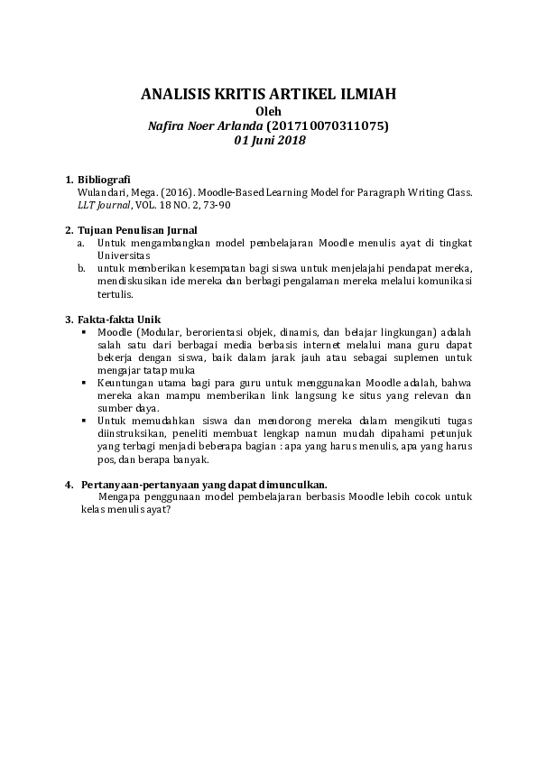 (DOC) ANALISIS KRITIS ARTIKEL ILMIAH