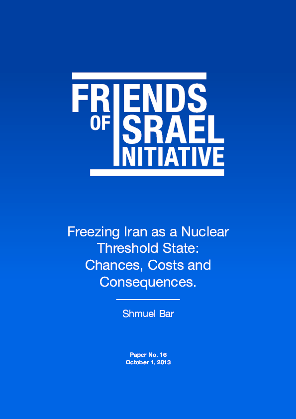 (PDF) Freezing Iran as a Nuclear Threshold State: Chances, Costs and ...