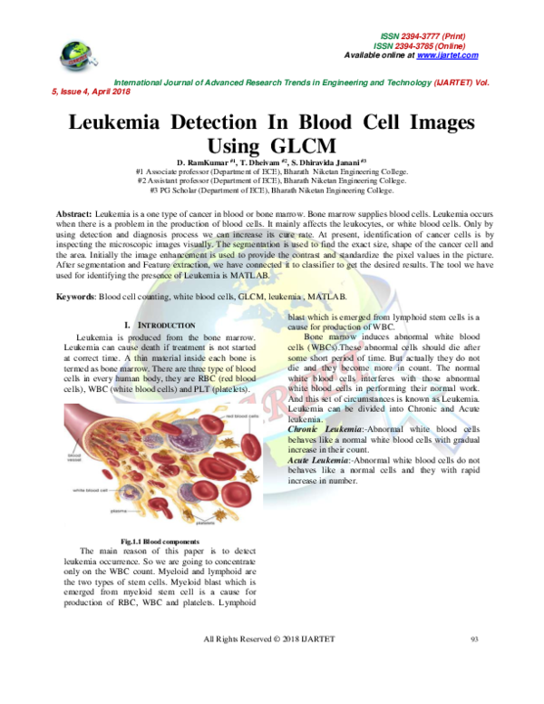 (PDF) Leukemia Detection In Blood Cell Images Using GLCM