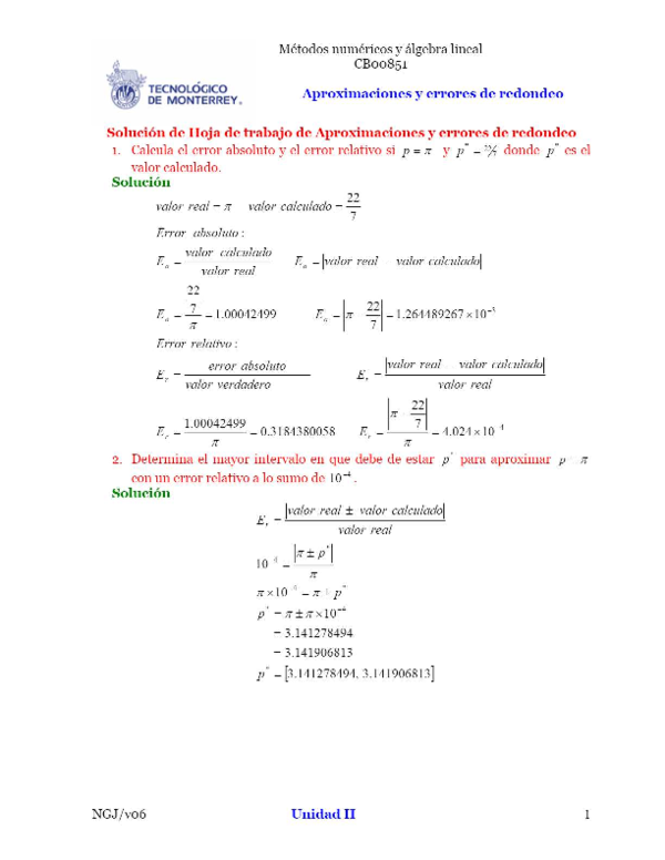 (PDF) Aproximaciones y Errores de Redondeo