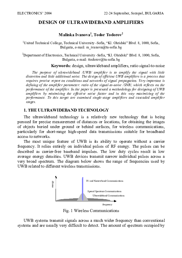 (PDF) Design of Ultrawideband Amplifiers