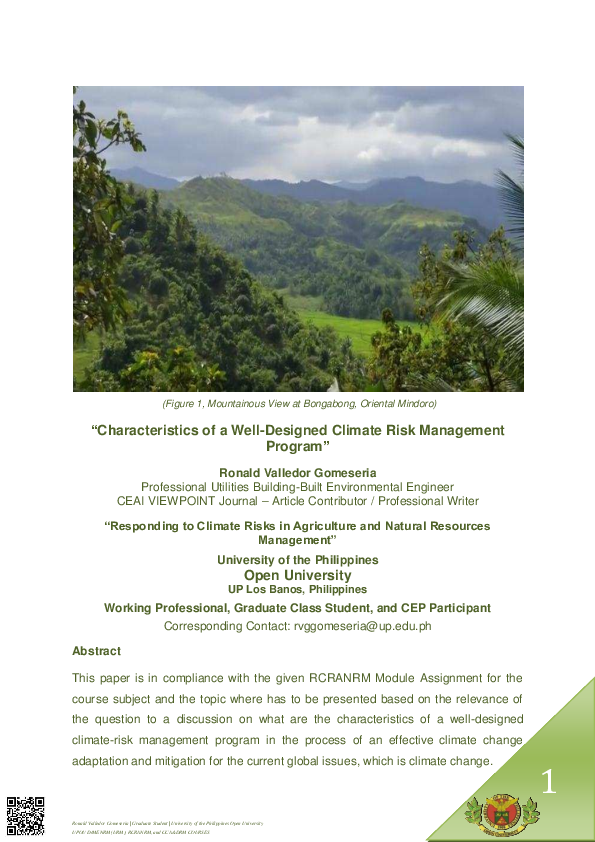 (PDF) " Characteristics of a Well-Designed Climate Risk Management ...